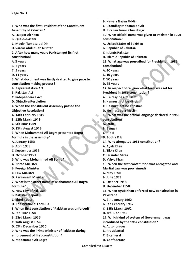 PakMCQs Pakistan Study 190pages | PDF | Pakistan | Sindh