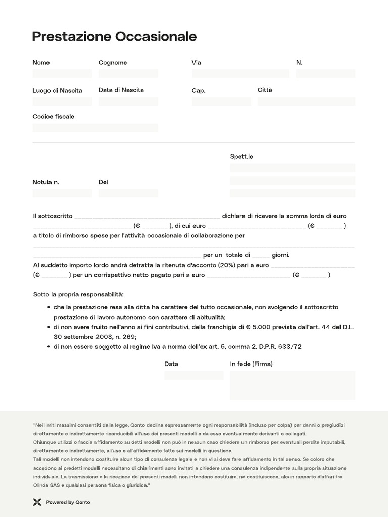 Prestazione Occasionale | PDF