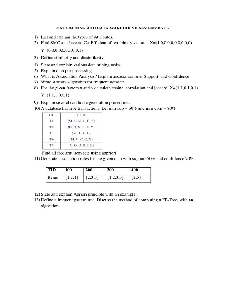 Data Mining and Data Warehouse Assignment 2 | PDF