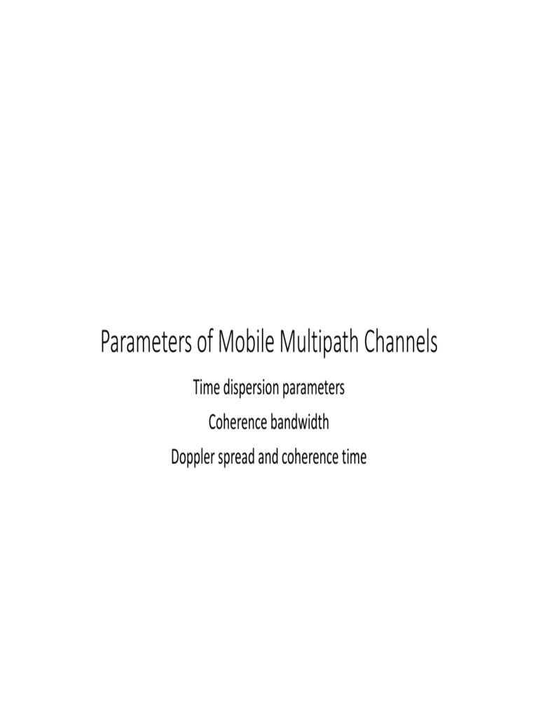 Parameters of Mobile Multipath Channels | PDF