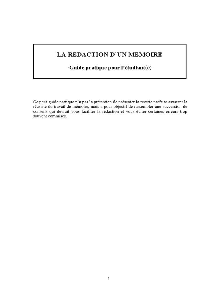 Guide Redaction Mémoire Master | PDF | Expérience | Expérience