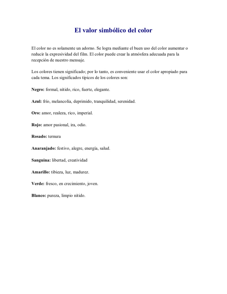 El Valor Simbólico Del Color | PDF