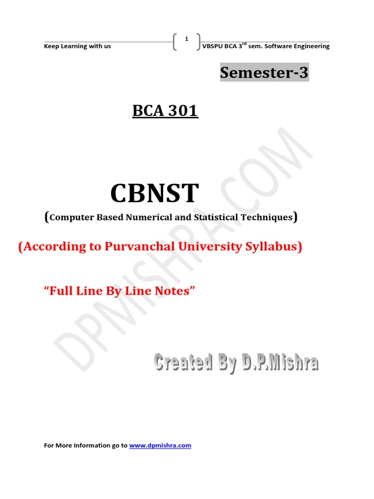 CBNST Notes For BCA PU 3rd Sem Based On Syllabus PDF | PDF | Numerical ...