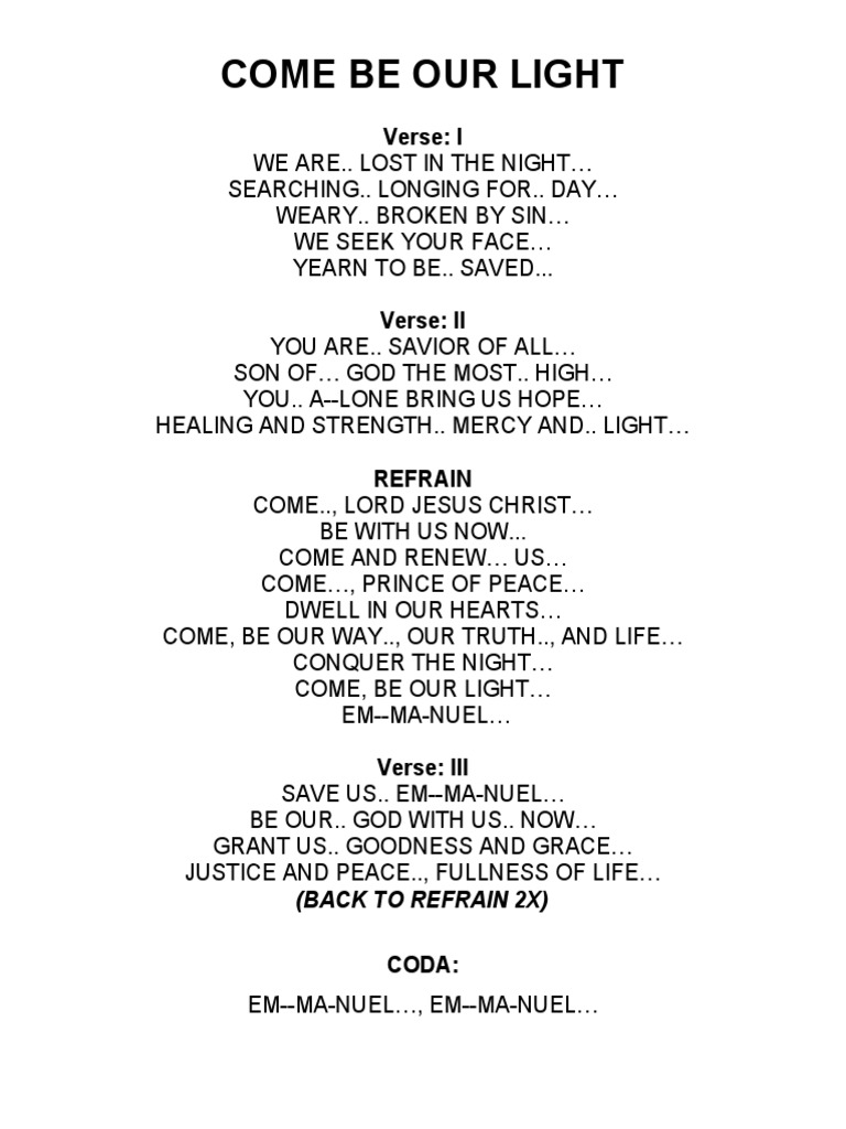 Come Be Our Light Lyrics | PDF
