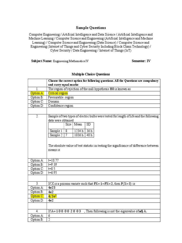 Maths QB MCQ Solutions | PDF | Eigenvalues And Eigenvectors | Matrix (Mathematics)
