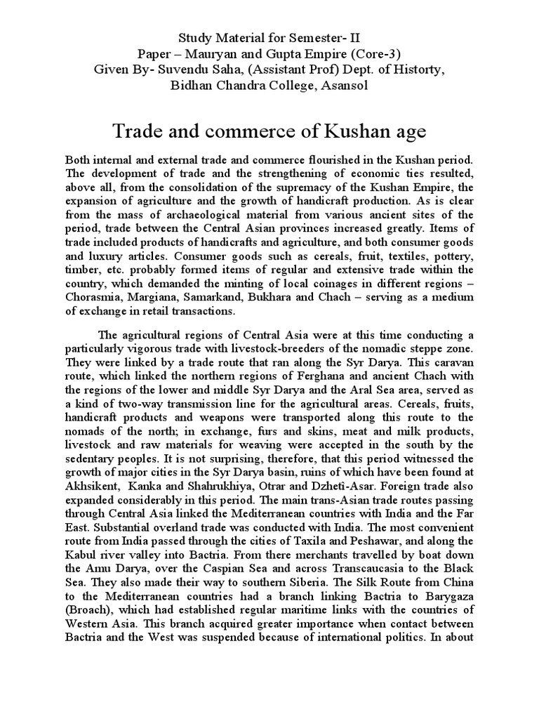 2004190416trade and Commerce of Kushan Age 2 | PDF | Trade | Central Asia