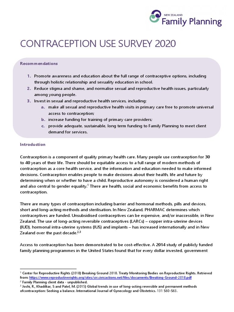 Contraception Use Survey 2020 Final | PDF | Birth Control | Family Planning