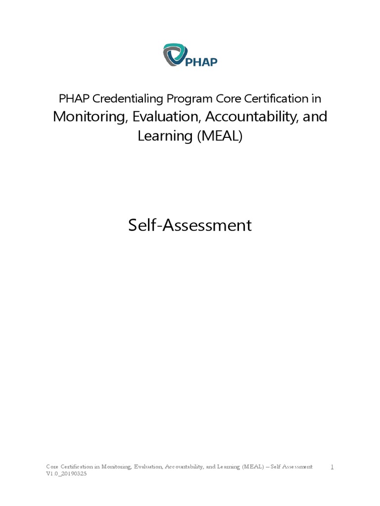 Self Assessment MEAL Core | PDF | Evaluation | System
