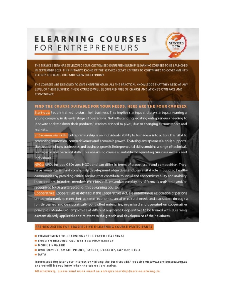 Services SETA ELearning Courses Information Leaflet | PDF