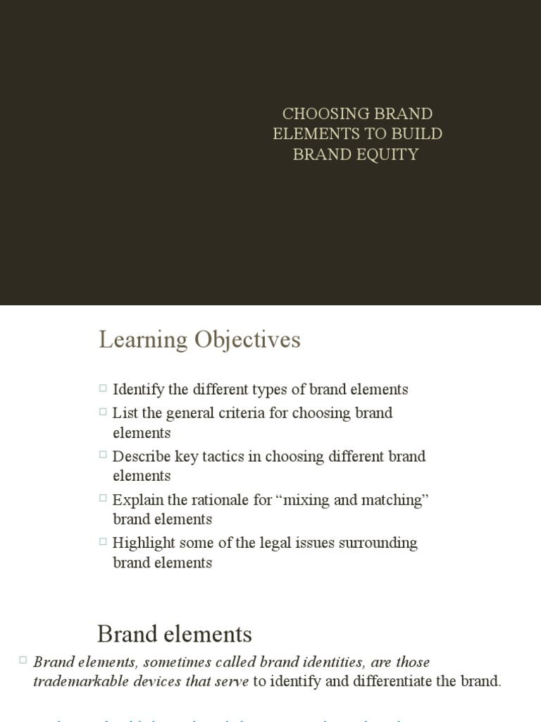 Lec 5 Choosing Brand Elements | PDF | Brand | Marketing