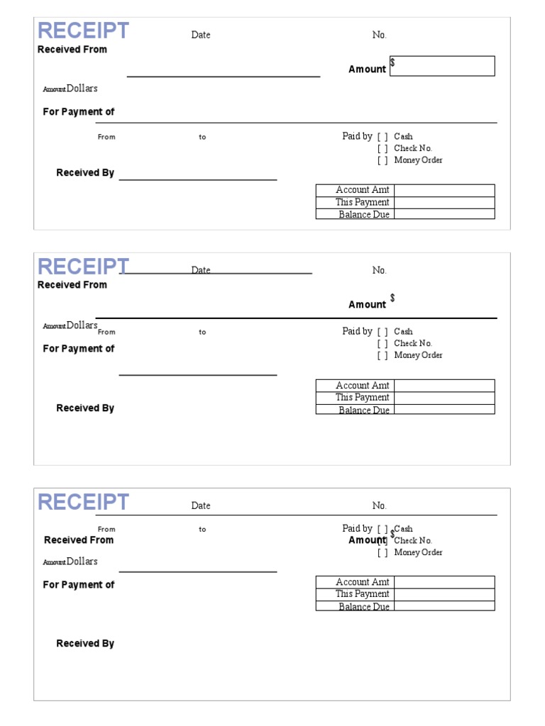 Sample Cash Receipt Template | PDF