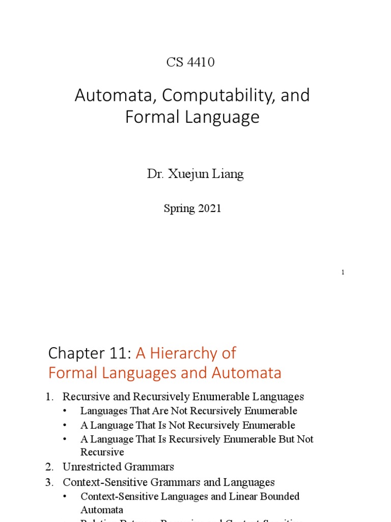 Automata, Computability, and Formal Language: Spring 2021 | PDF ...