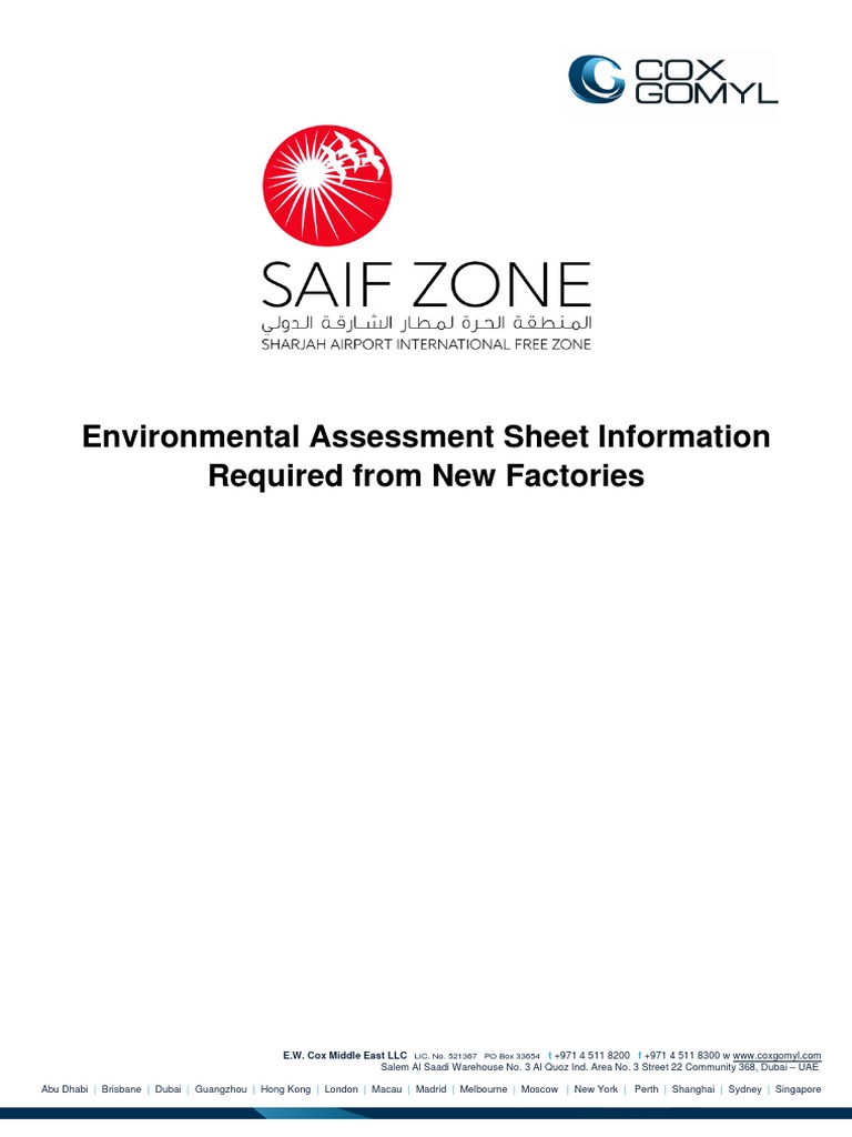 Saif Zone - Environmental Assessment Sheet Information | PDF