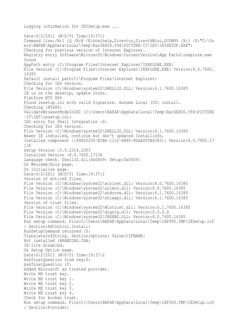 Active Setup Log | PDF | Internet Explorer | Microsoft Windows