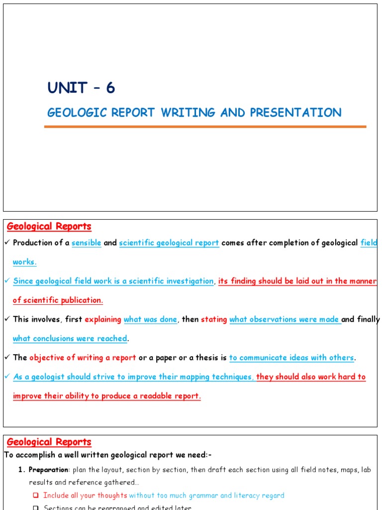 Unit - 6: Geologic Report Writing and Presentation | PDF | Stratigraphy ...