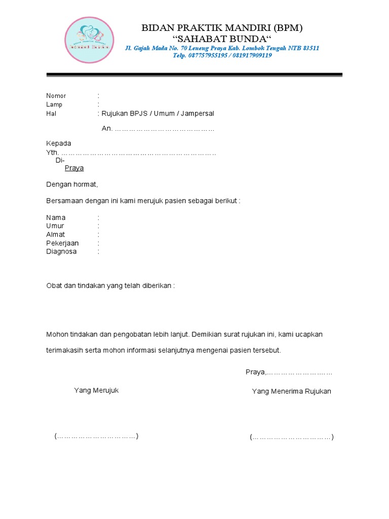 Contoh Surat Rujukan Dan Rujukan Balik | PDF