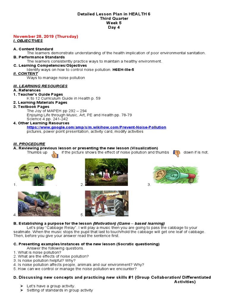 November 28, 2019 (Thursday) : Detailed Lesson Plan in HEALTH 6 Third ...