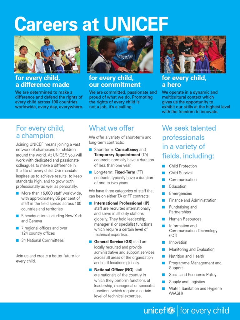 UNICEF Careers Flyer | PDF | Unicef | Volunteering
