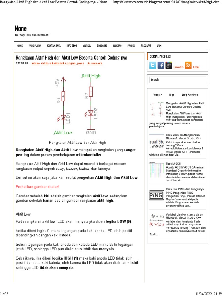 Rangkaian Aktif High Dan Aktif Low | PDF