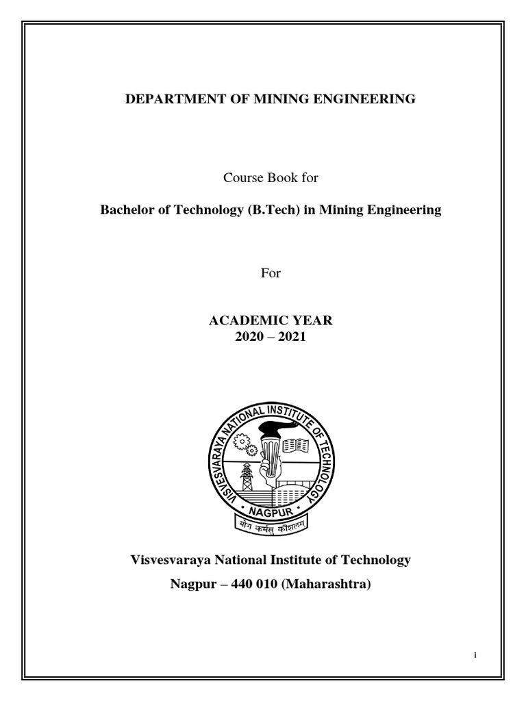 Department of Mining Engineering: Course Book For | PDF | Mining ...