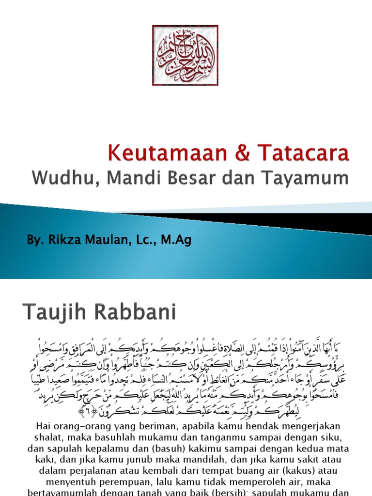 #1. Keutamaan Dan Tata Cara Wudhu, Mandi Besar Dan Tayamum | PDF