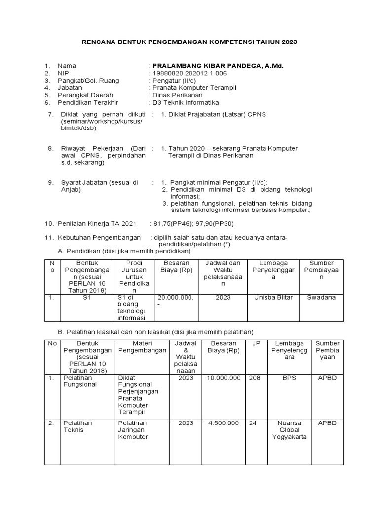 Form HCDP Pralambang 2023 | PDF