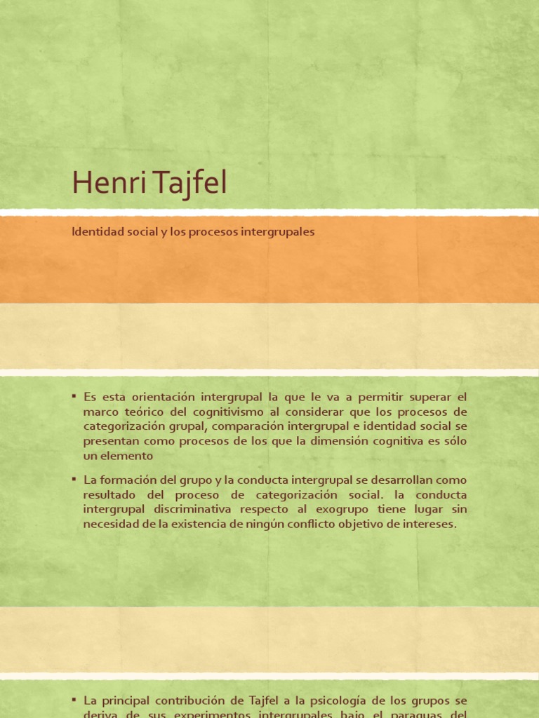 Henri Tajfel | PDF | Sicología | Cognición