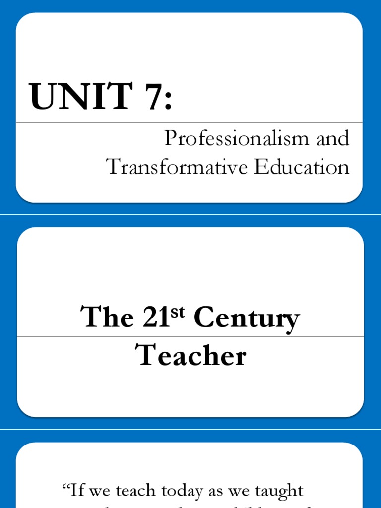Unit 7:: Professionalism and Transformative Education | Download Free ...