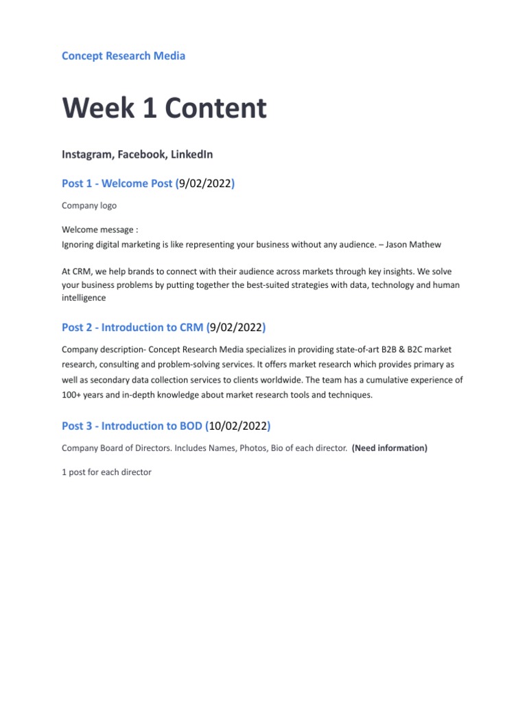 Week 1 Content - Google Docs | PDF | Customer Relationship Management ...