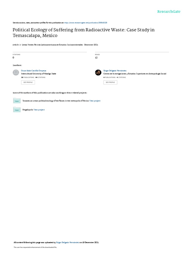 Political Ecology of Suffering From Radioactive Waste: Case Study in ...