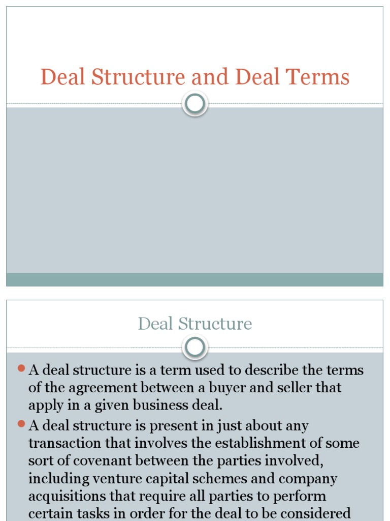 Deal Structure and Deal Terms | PDF | Corporate Finance | Venture Capital