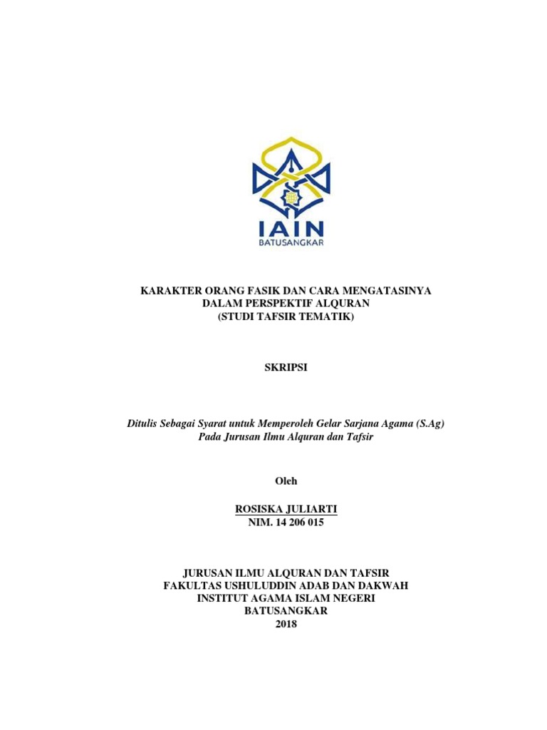 Karakter Fasik dan Solusinya dalam Alquran | PDF | Filsafat | Kajian ...