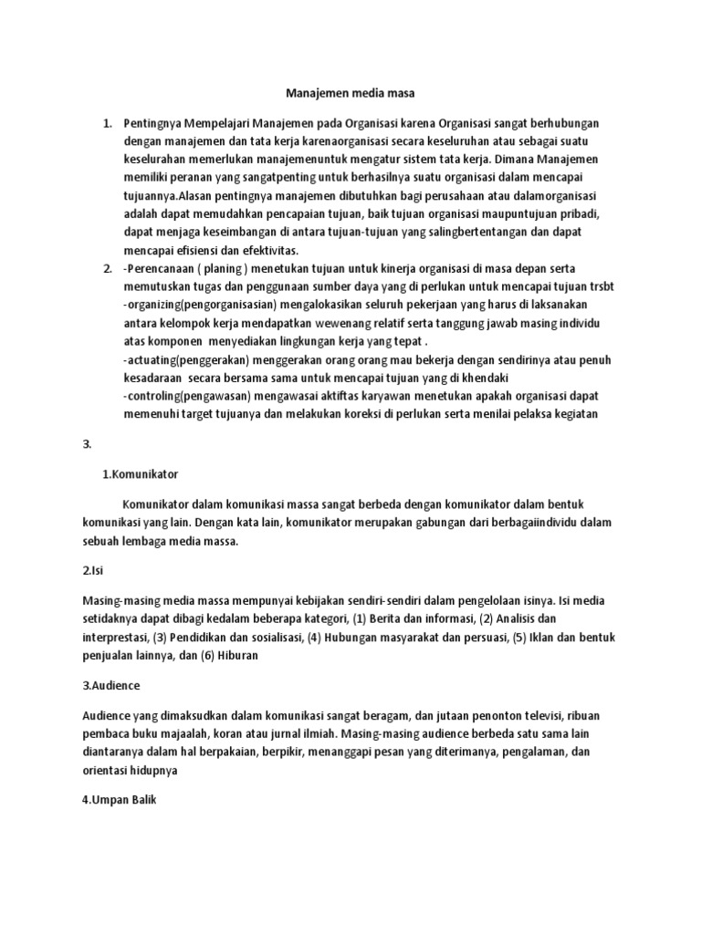 Saya Sedang Berbagi 'TUGAS 1 MANAJEMEN MEDIA MASSA' Dengan Anda | PDF