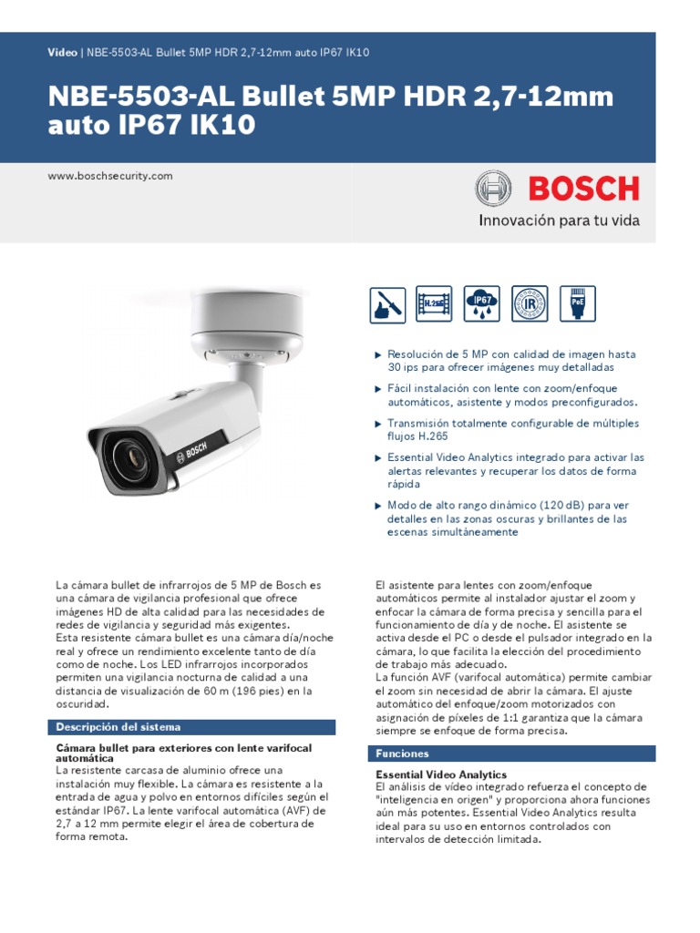 DINION IP 5000i Data Sheet EsES 33412453003 | PDF | Imágenes de alto ...