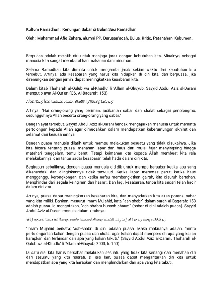 Kumpulan Materi Kultum Ramadhan Singkat | PDF