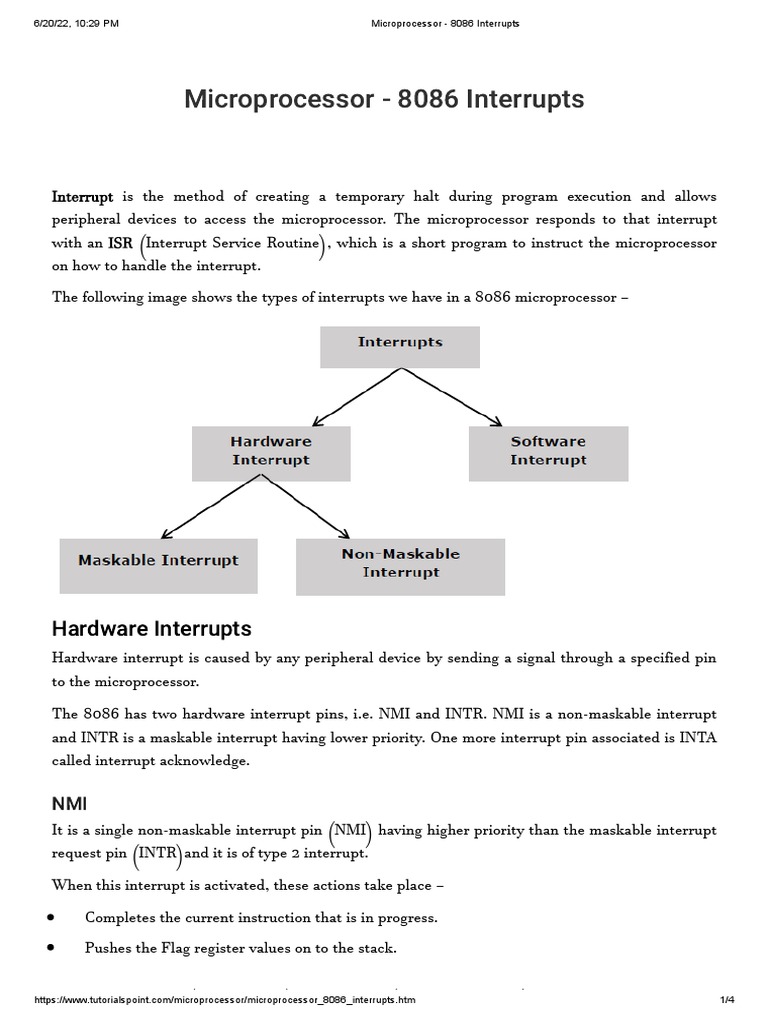 Microprocessor - 8086 Interrupts | PDF | Central Processing Unit | Office Equipment