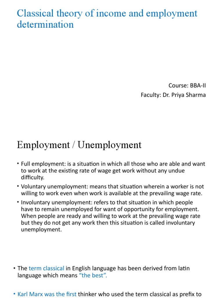 Classical Theory of Employment Explained | PDF | Full Employment ...