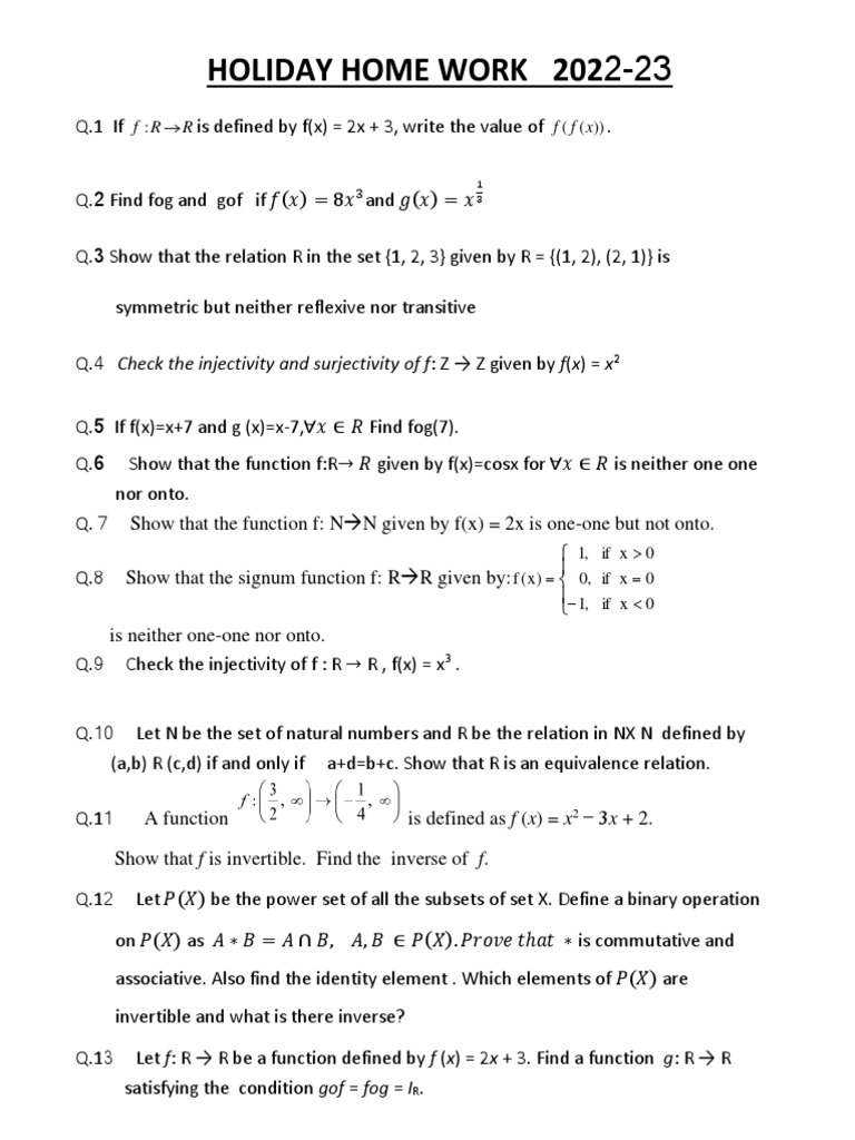 Holiday HW 2022-23 | Download Free PDF | Matrix (Mathematics) | Trigonometric Functions