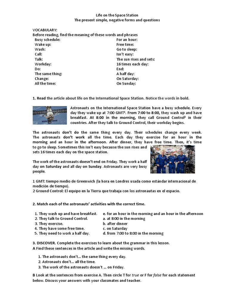 Life On The Space Station | PDF | Linguistics | Cognitive Science