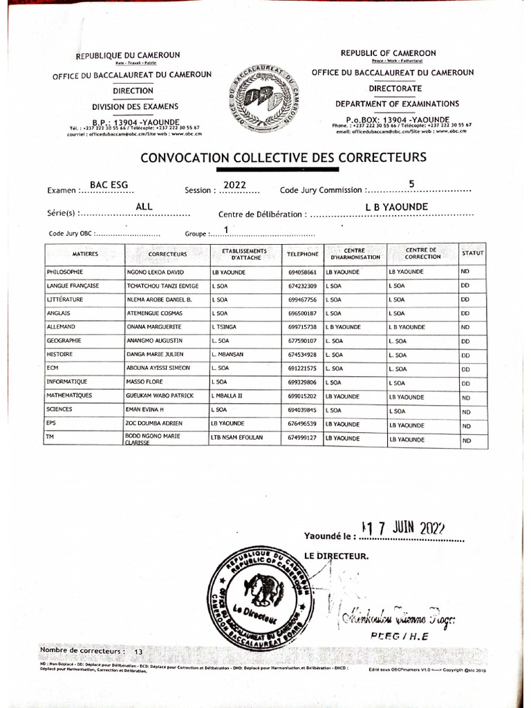 Convocation Bac Esg Lycée Bilingue Essos | PDF