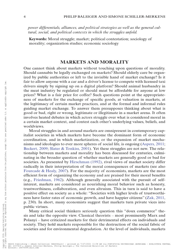 Markets and Morality: Keywords: Moral Struggle Market Political ...