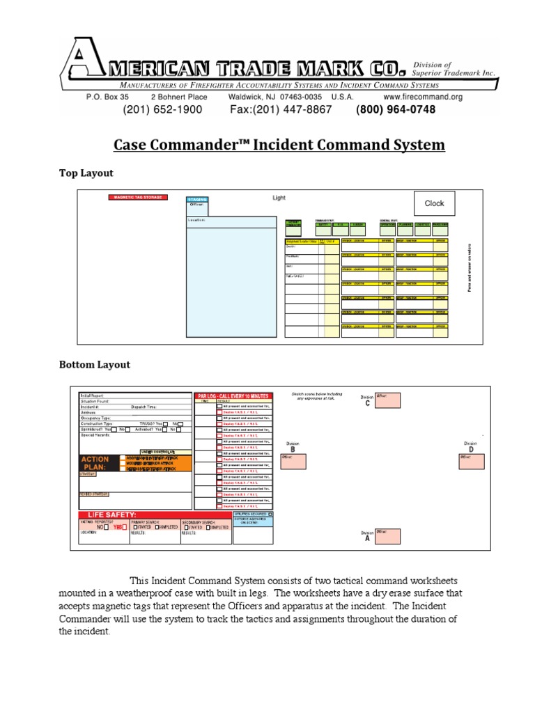 Case Commander™ Incident Command System: Top Layout | PDF | Equipment