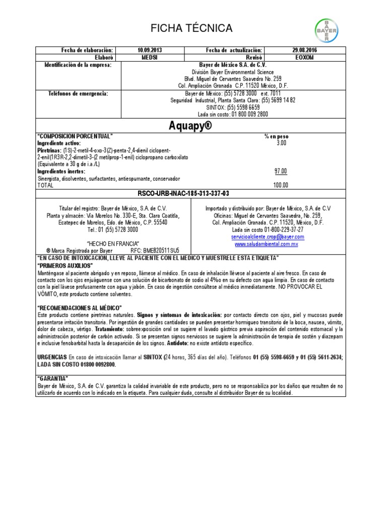 FT Aquapy | PDF | Especialidades Medicas