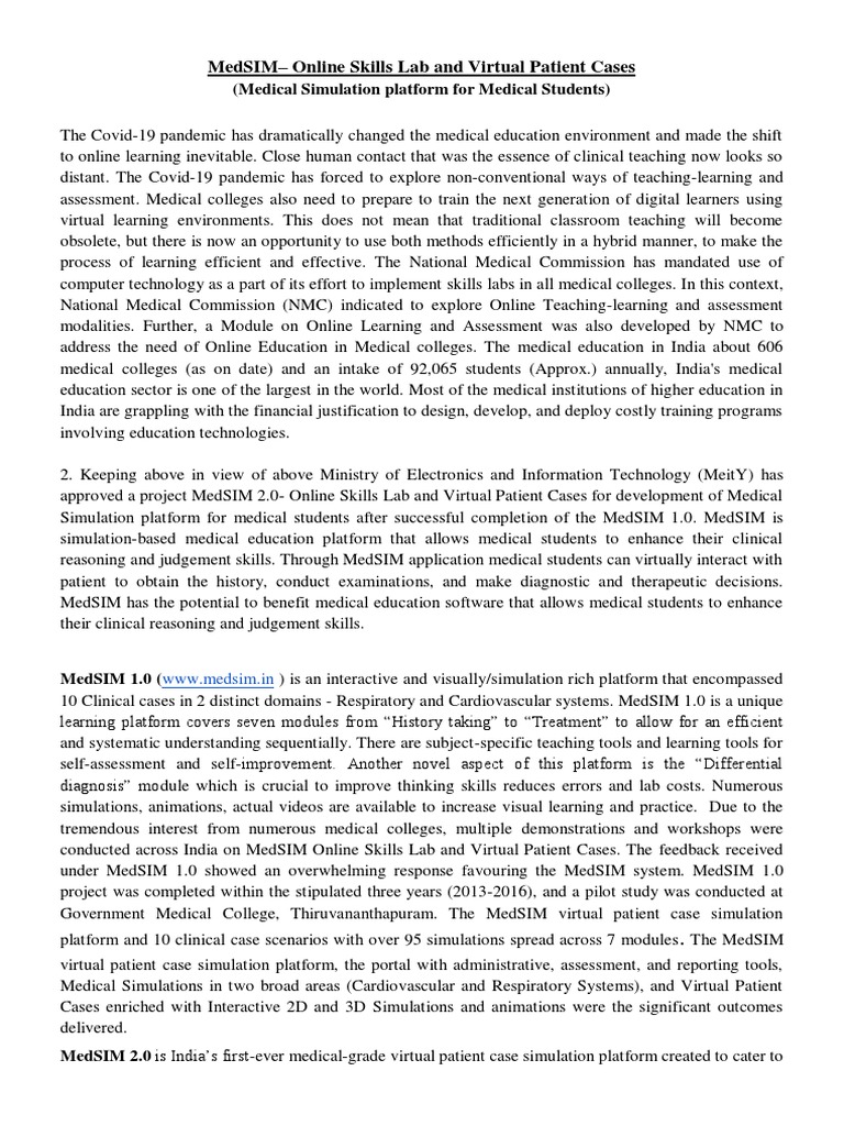 Medsim - Online Skills Lab and Virtual Patient Cases: (Medical Simulation Platform For Medical ...