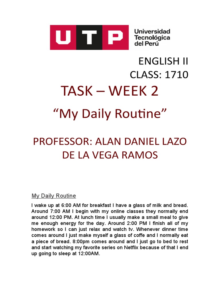 Ingles My Daily Routine | PDF | Cooking, Food & Wine