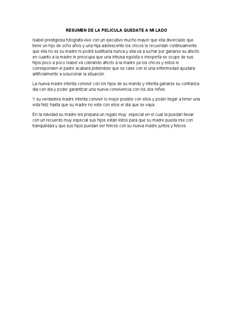 Resumen de La Pelicula Quedate A Mi Lado | PDF | Salud y bienestar