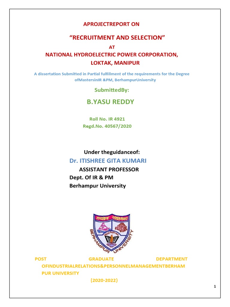 A Project On Recruitment and Selection | PDF | Recruitment | Background ...