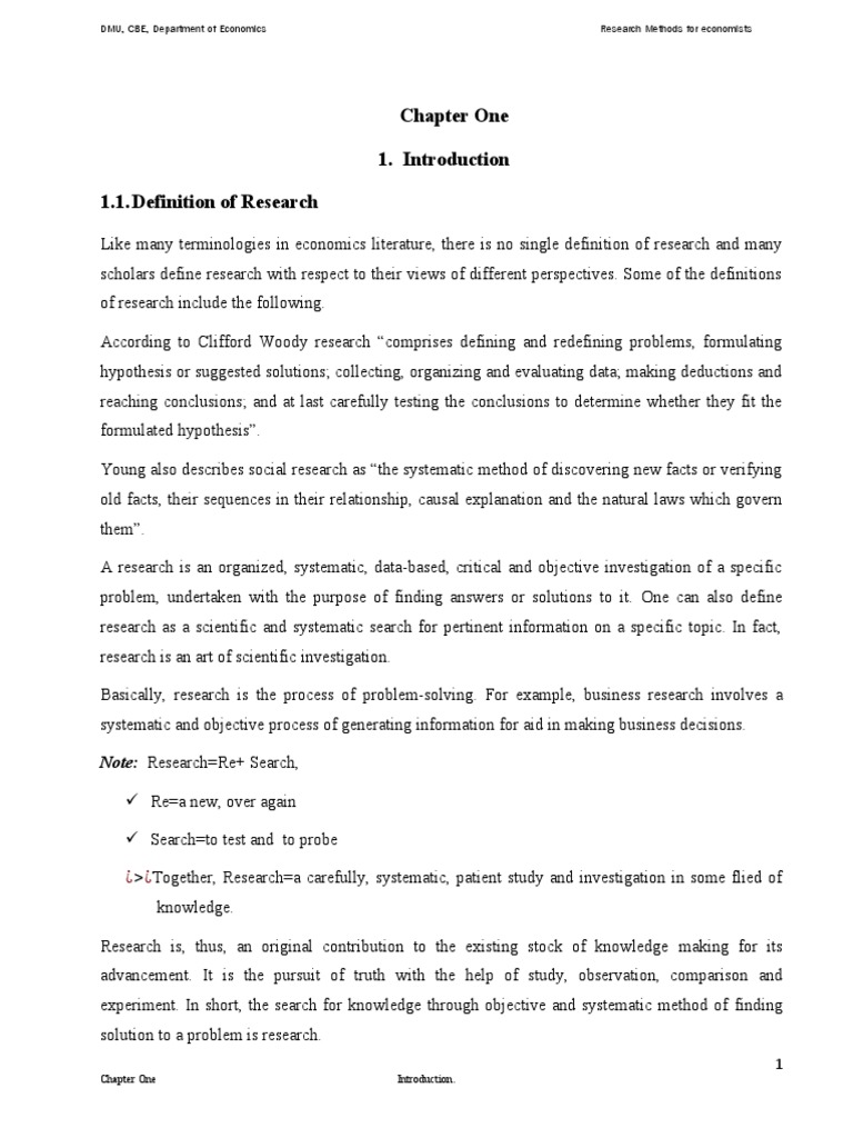 Chapter One 1.1.definition of Research | PDF | Economics | Quantitative ...
