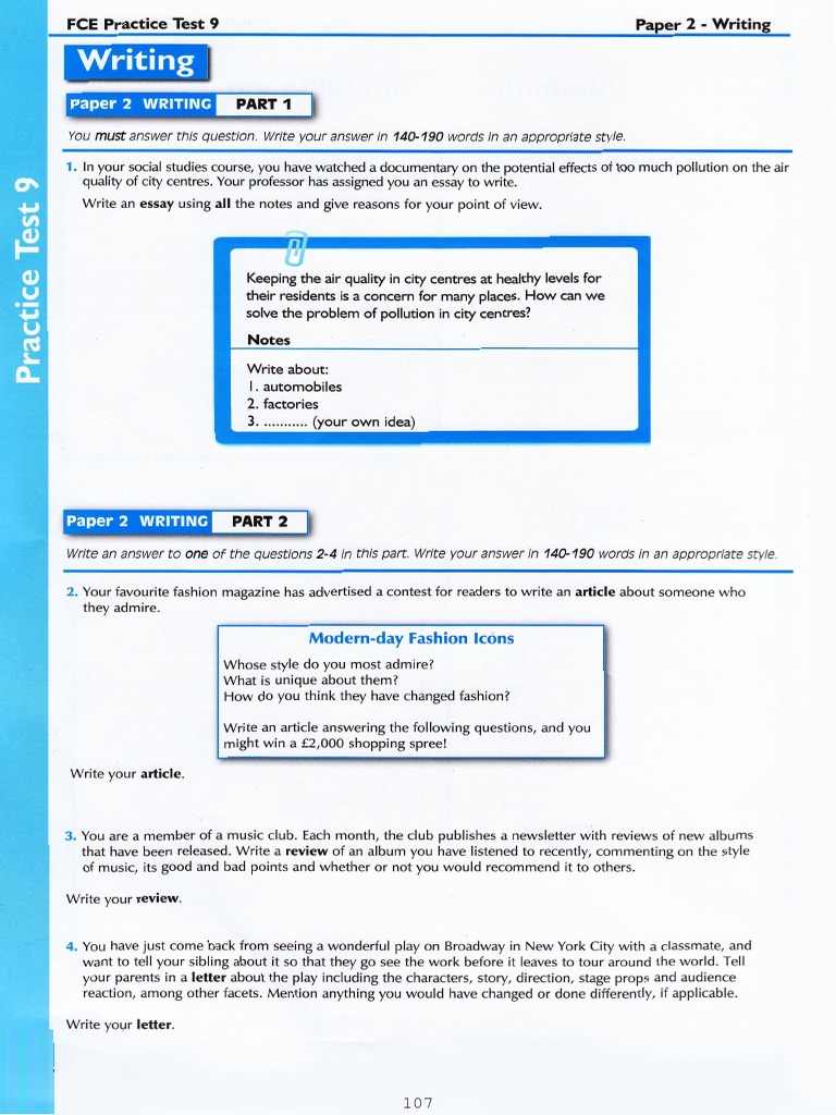 B2 First - Paper 2 - Test | PDF | Essays