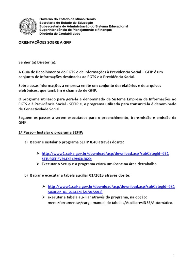 Orientações - Passo A Passo Preenchimento e Emissão GFIP | PDF ...